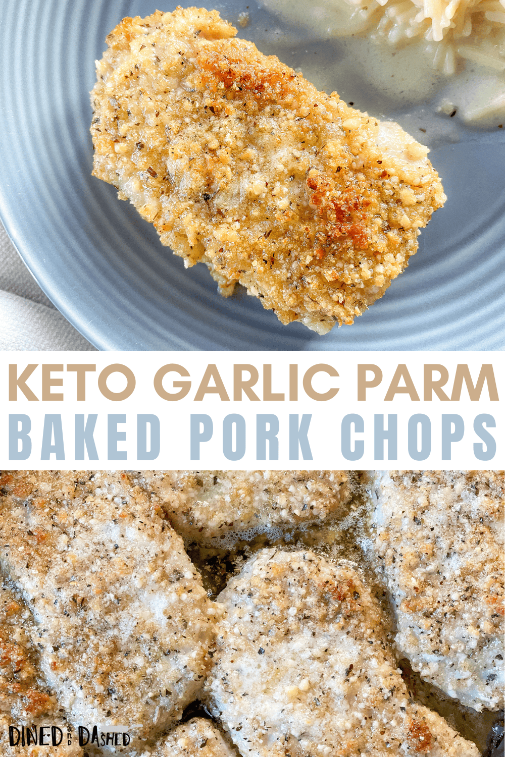 Easy Parmesan Garlic Keto Baked Pork Chops - Dined and Dashed